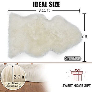 OKAYDA Genuine New Zealand Sheepskin Area Rug Soft Lambskin Decorative Rug for Bedroom Sofa Floor One Pelt