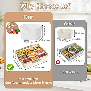 Platters-Snackle Box Charcuterie Container,Divided Serving Tray with Lid and Handle for Fridge,Snack Box Container Portable,8 Compartment Fruits Candy Veggie Trays,Perfect for Party Travel Picnic