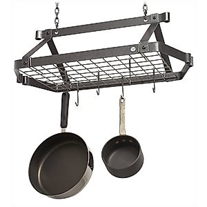 Enclume DR5 Decor Retro Rectangle Ceiling Rack with Grid, Hammered Steel