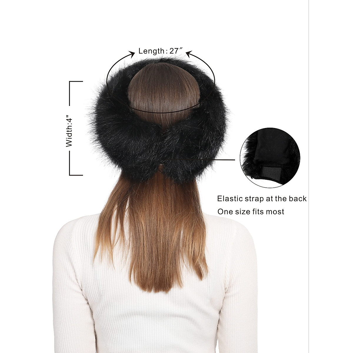 Rulala Fancy Faux Fur Headband for Women Winter Earwarmer Earmuff with Elastic(Black)