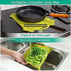 Silicone Trivet Mat, Hot Pot Holder Hot Pads for Table & Countertop, Teapot Trivet Kitchen Trivets, Dish Drying Mat, Non-Slip & Heat-Resistant Silicone Mat, Green 14.6"x12"