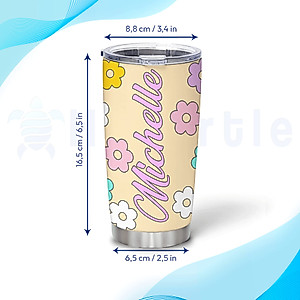 Hyturtle Personalized Gifts For Daisy Flower Lover - Birthday Christmas - Daisies Flower Print Custom Name Stainless Steel Tumbler 20oz With Straw Lid - Gifts For Her Women Girl Daughter Friend