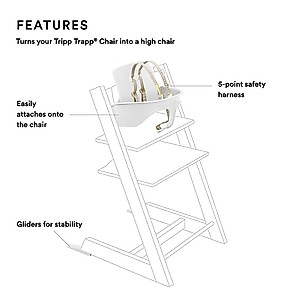 Tripp Trapp Baby Set from Stokke, White - Convert The Tripp Trapp Chair into High Chair - Removable Seat + Harness for 6-36 Months - Compatible with Tripp Trapp Models After May 2006