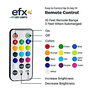 EFX LED Waterproof Lights - Multicolor Accent Submersible LED Lights - Premium Indoor & Outdoor Battery Operated Lights - LED Puck Light for Events, Patio, Pool, Hot Tub, Shower - 4-Pack