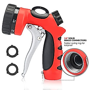 Garden Hose Nozzle High Pressure Water Hose Nozzle 8 Adjustable Patterns Heavy Duty Hose Spray Nozzle Slip Resistant Rubberized Grip for Garden Hose Watering Lawn, Home Cleaning, Pet Bathing, Car Wash