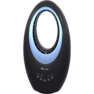 LivePure Bladeless Oscillating Fan. 3-Speed Adjustment, Touch Control, Quiet Cooling Fan. Stand Up Fan for Bedroom, Office, Kitchen. Black