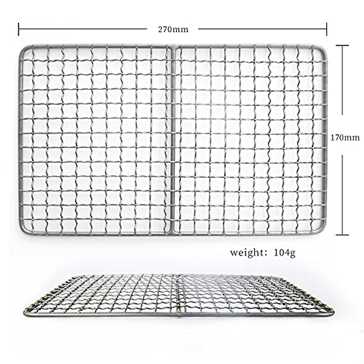 TiTo Titanium BBQ Net Grill Portable Ultralight Non-Stick Meat Grill Grate for Home Garden Outdoor Camping Picnic Hiking Charcoal Holder with Storage Bag (A)