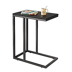 WLIVE Side Table, C Shaped End Table for Couch, Sofa and Bed, Large Desktop C Table for Living Room, Bedroom, Black