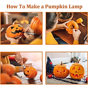 Haromala Halloween Pumpkin Carving Kit, Professional Stainless Steel Pumpkin Carving Tools Kit with Storage bag and luminous Tattoos, Carve Sculpt Jack-O-Lanterns for Decorations DIY