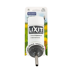 Lixit Wide Mouth BPA-Free Cage Water Bottles for Rabbits, Ferrets, Guinea Pigs, Rats, Chinchillas, Hamsters, Mice, Hedgehogs, Gerbils and Other Small Animals. (Translucent, 8 Ounce Pack of 2)