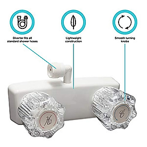 Dura Faucet DF-SA100A1-WT RV Shower Faucet Valve Diverter for Exterior Shower Boxes (White)
