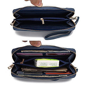 MKF Set Shoulder Bag for Women & Wristlet Wallet Purse: Top Handle Tote Satchel PU Leather Handbag Pocketbook Dark Pink