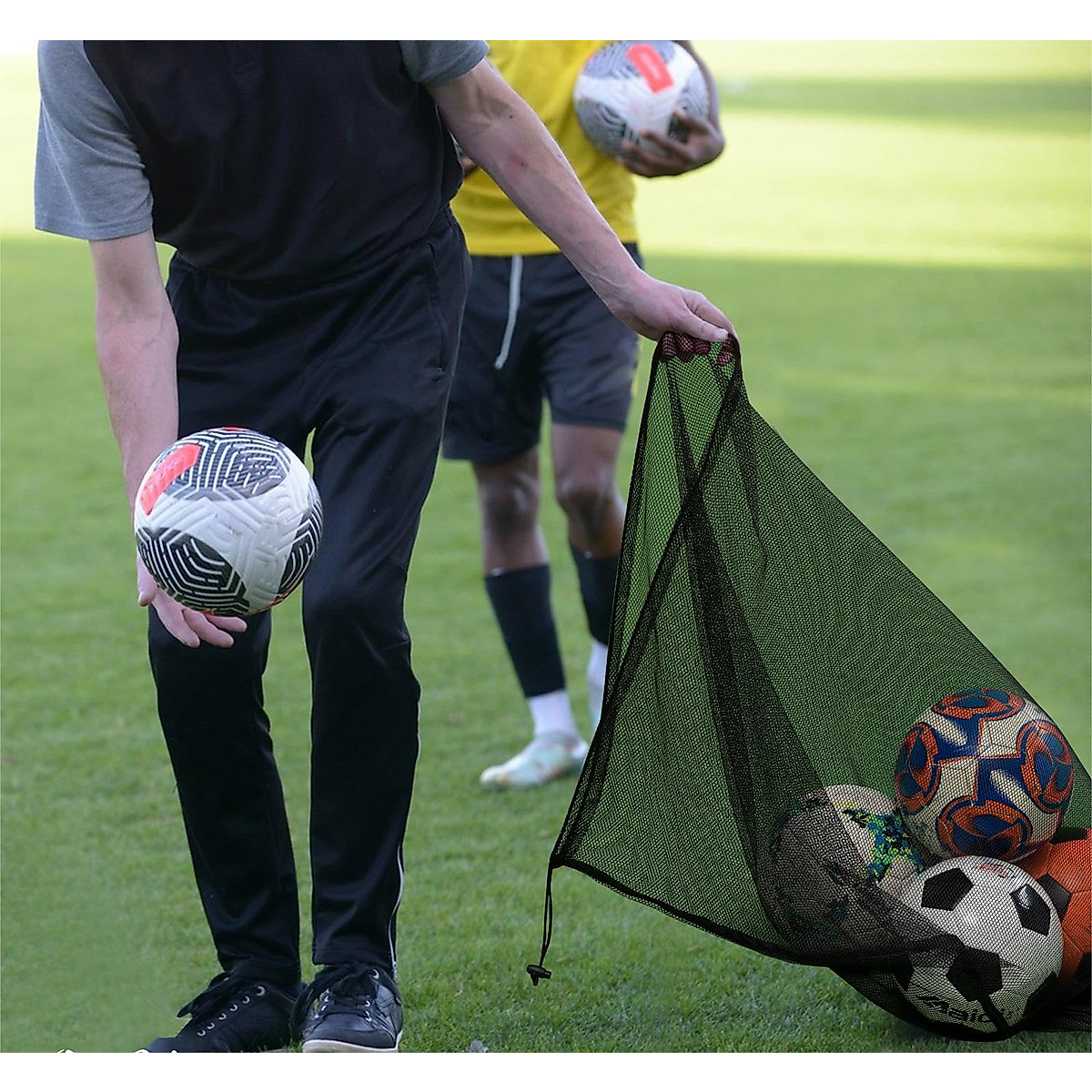 DoGeek Heavy Duty Mesh Ball Net Bag(10-12Balls),Basketball and Soccer Mesh Net Bag,Mesh Equipment Bags for Sports,Extra Large Mesh Ball Bags Drawstring for Coaches,Gym Ball Net Storage Bag