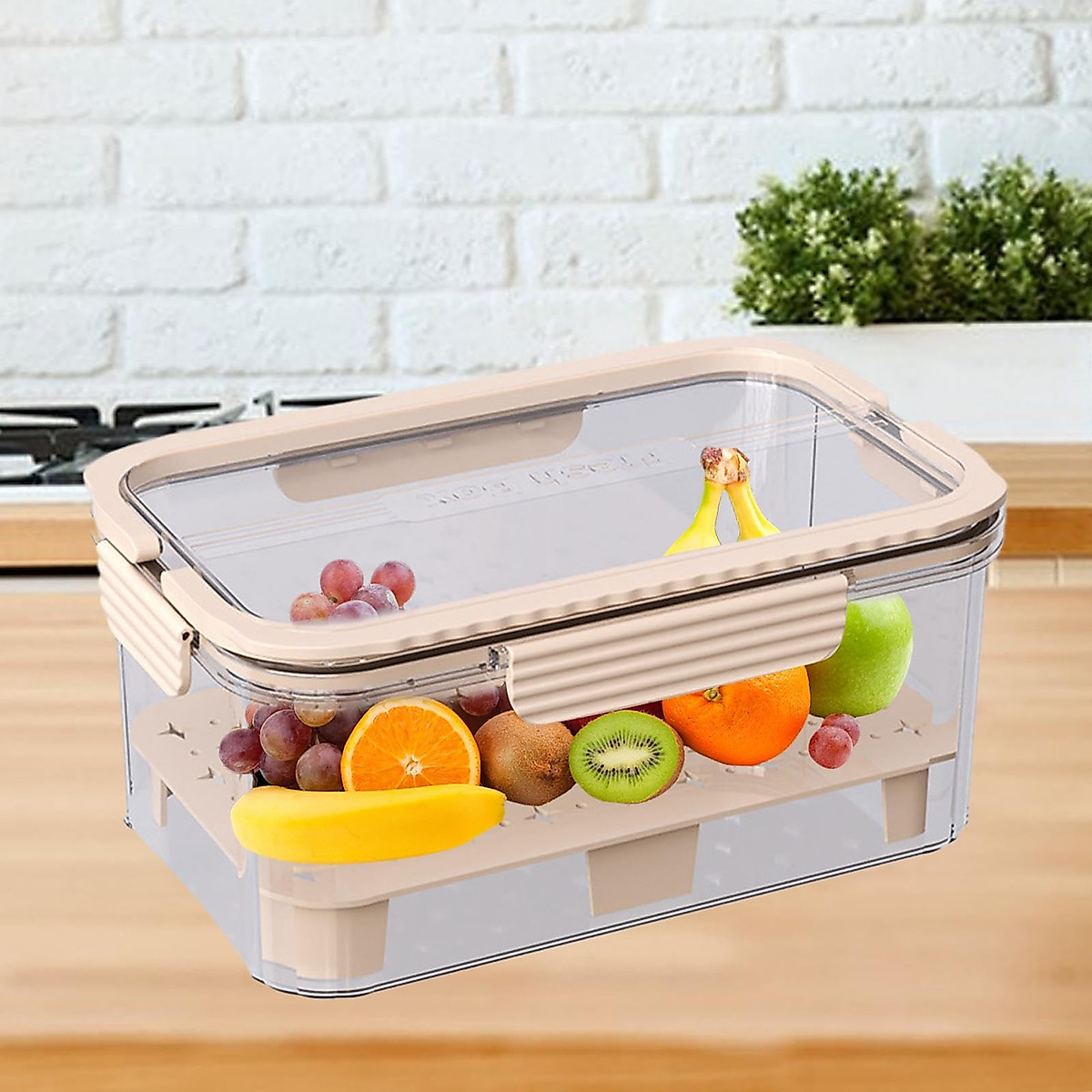 Lettuce Container for Fridge, Portable Tight Seal Crisper Box, Produce Saver Storage Bins, Multifunctional Freezerable Lettuce Container, Clear Vegetable Storage Box,