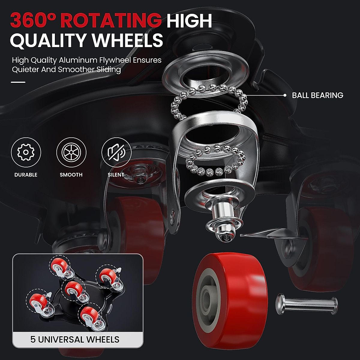 Furniture Dolly Upgrade Large, Furniture Movers with 5 Wheels Rubber Universal (360° Rotatable), 3300lbs/1500kg Load Capacity Moving Dolly & Furniture Lifter Tool, Carbon Steel Panel Heavy Duty Dolly