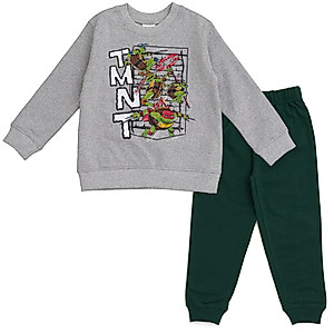 Teenage Mutant Ninja Turtles Donatello Raphael Leonardo Toddler Boys Fleece Sweatshirt and Pants Set Gray/Green 5T