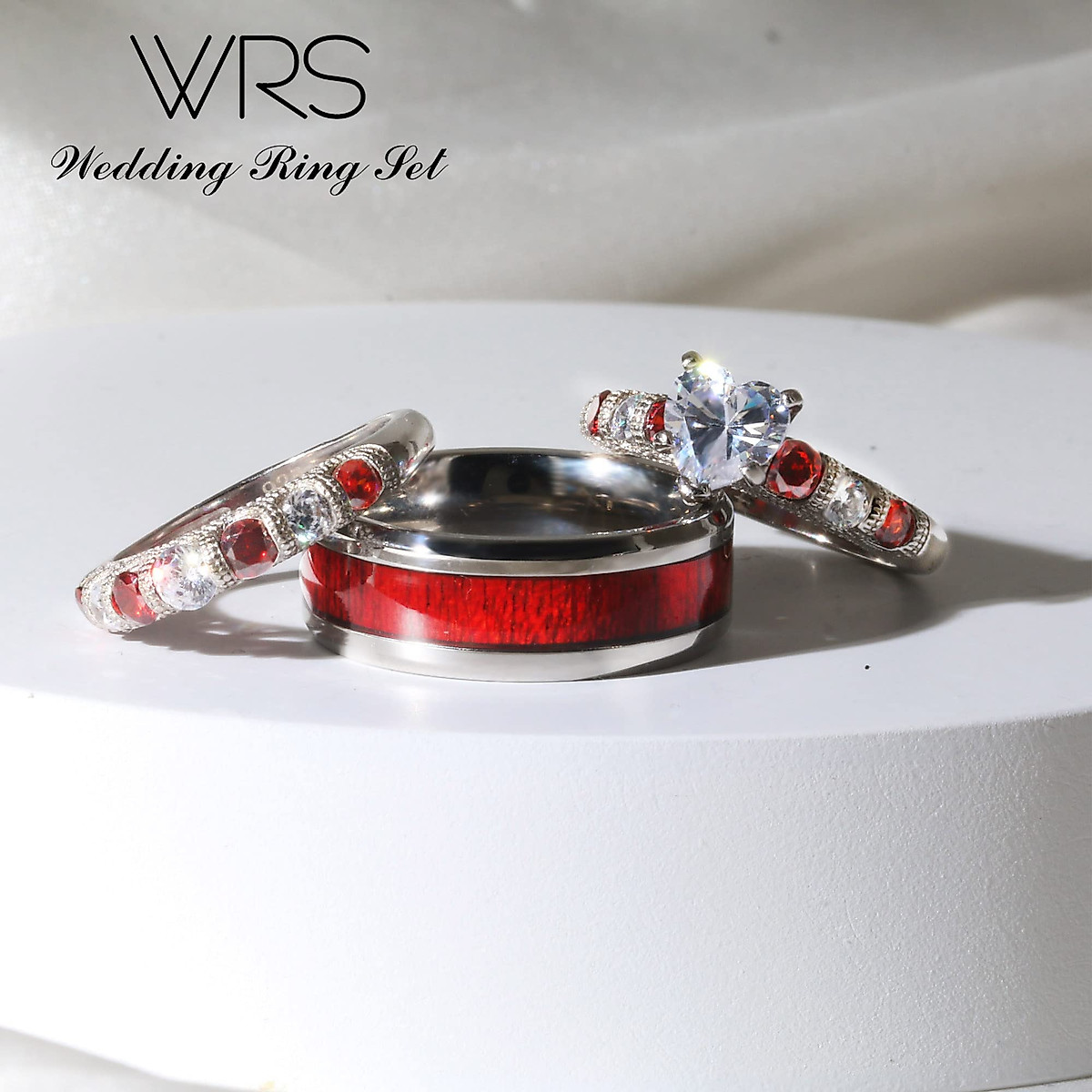 Wedding Ring Sets His and Hers Promise Ring Couples Bridal Sets Women 925 Sterling Silver Heart Cz Man Tungsten Carbide Wedding Bands