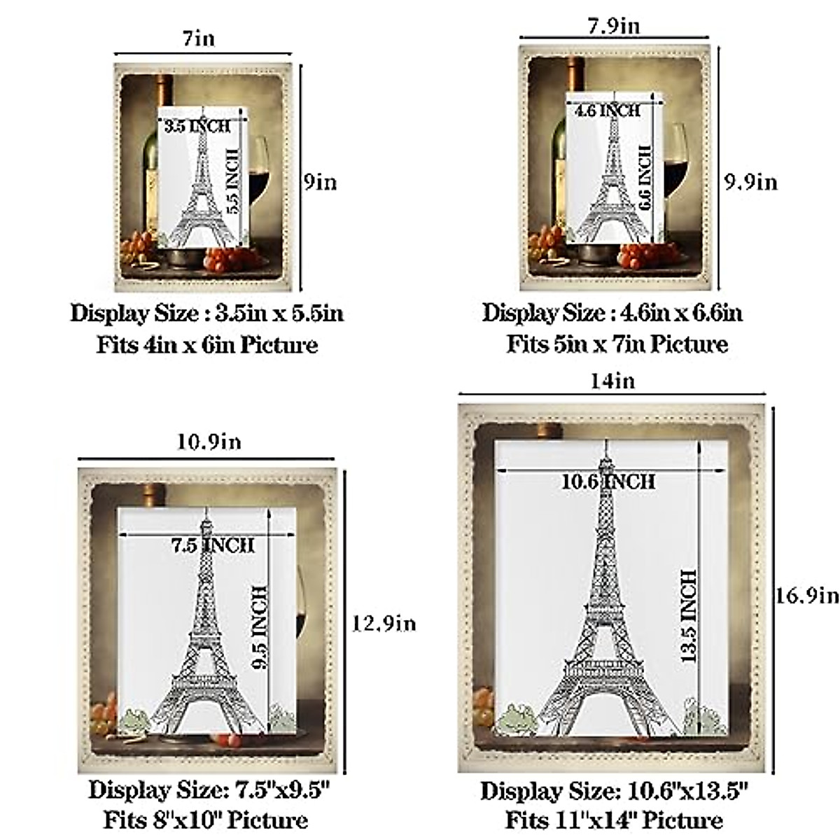 Bardic 5x7 Picture Frames, Red Wine Glass Wooden Photo Frame Fits 4x6 with Mat or 5x7 Without Mat Photo Frames for Wall Mounting or Tabletop Display for Home Gallery Decor