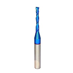 Ruhi Spiral Router Bits Up Down Compression Bit 1/8 inch Cutting Diameter, 1/4 inch Shank Solid Carbide CNC End Mill with Nano Blue Coating for Wood Carving C2184…