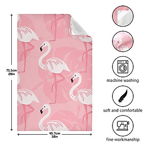 Qilmy Flamingo Kitchen Dish Towel Set of 6, Soft Absorbent Dish Cloths Decorative Tea Bar Drying Towels, 28 x 18 Inch