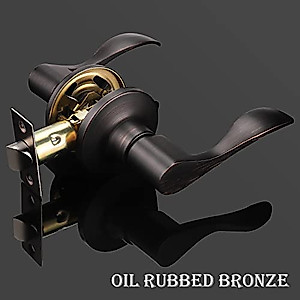 GOBEKOR 6 Pack Interior Door Handles Passage Door Levers Closet Door Handle with Lock Oil Rubbed Bronze Lever Door Handle