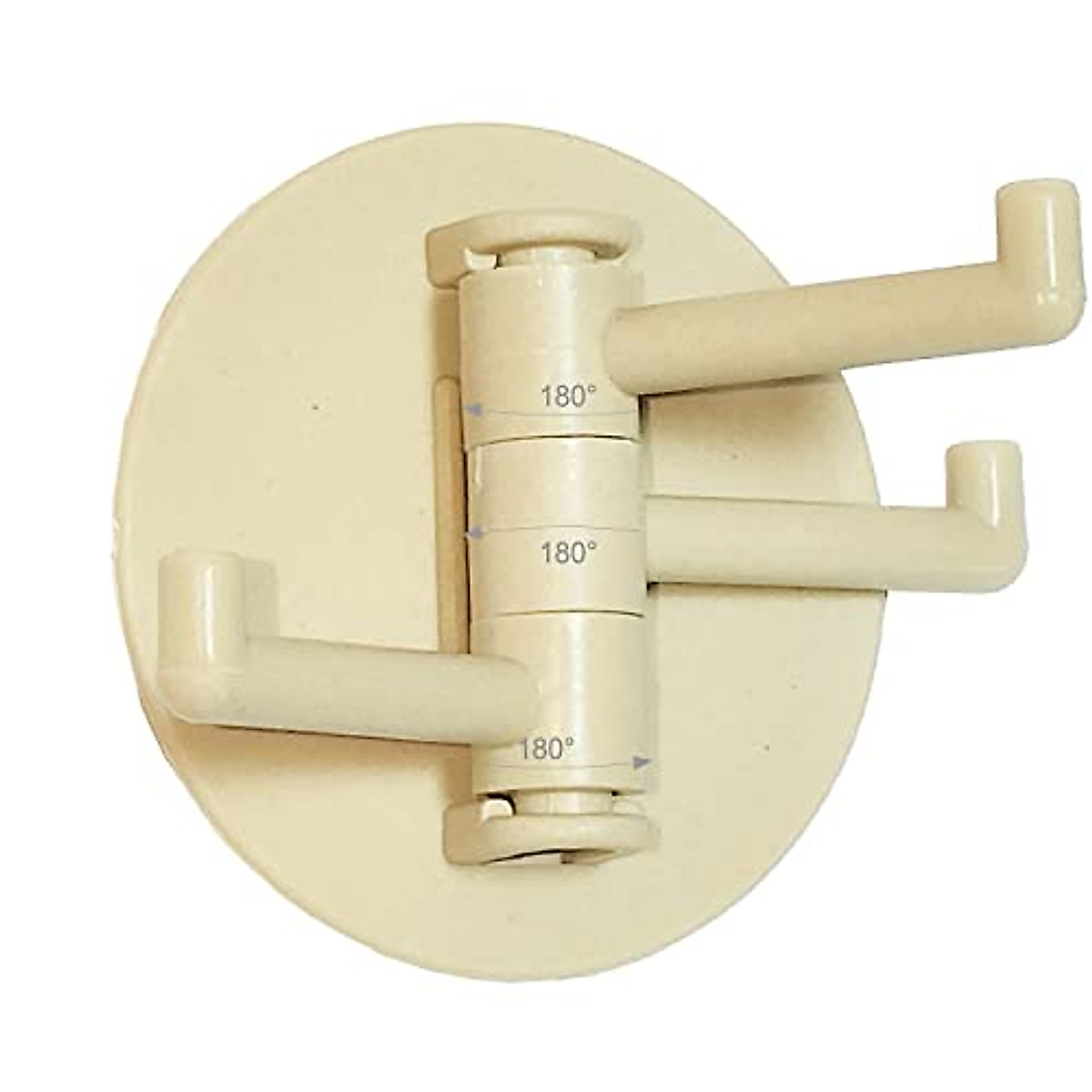Fineget Wall Adhesive Hooks for Hanging Bathroom Kitchen Door Hooks 3 Rotatable Arms Round Sticky Hooks Cream 2 Pairs