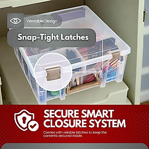 ArtBin 0365500 Super Satchel Double Deep, Portable Art & Craft Organizer with Handle, [1] Plastic Storage Case, Clear with Gold Accents, Clear & Gold