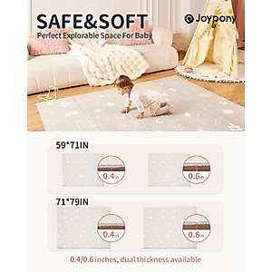 Joypony Foldable Baby Play Mat, 2 in 1 Fabric and XPE Surface Anti-Slip, 79x71x0.6 inch Extra Thick, Ideal for Infants Toddlers Kids Crawling, Non-Toxic, Waterproof Easy to Clean with Storage Bag