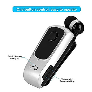 Pomya Bluetooth Headset, Fineblue F920 Sports Bluetooth Earpiece, Retractable Handsfree Earphone, Anti-Lost Function Telescopic Headphones(White)