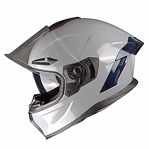 1Storm Motorcycle Full Face Helmet DOT Adults Street Bike Dual Visor Sun Inner Shield Anti Fog Pinlock Shield : Cement Grey