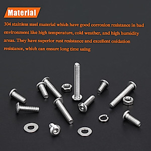 HELIFOUNER 560 Pieces M3 x 4mm /6mm /8mm /10mm /12mm /16mm /20mm, Button Head Socket Cap Screws Bolts Washers Nuts Kit, 304 Stainless Steel