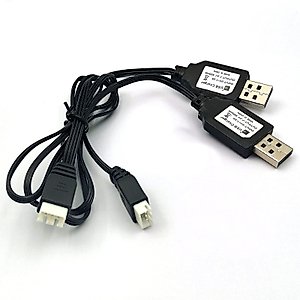 DEVMO 2pcs USB Charger Cable 1A with XH-3P Connector Compatible with Hosim Q903 Q905 Axial SCX10 2S 7.4V LiPo Battery RC Car Rock Crawler FPV Drone Quadcopter