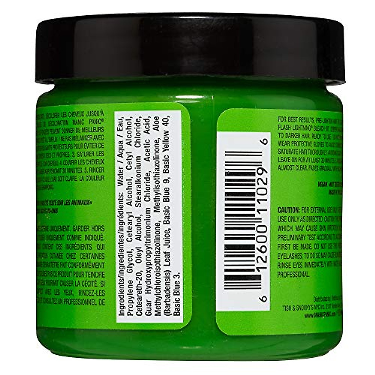 MANIC PANIC Electric Lizard Green Hair Dye – Classic High Voltage - Semi Permanent Bright Neon Green Hair Dye With Lime Green Hues – Glows in Blacklight - Vegan, PPD And Ammonia Free (4oz)
