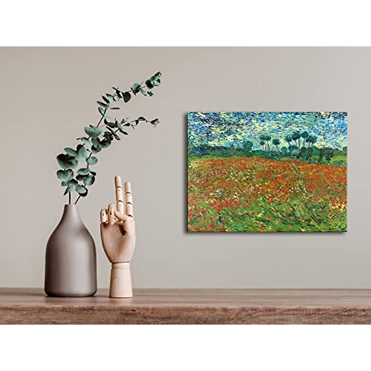 Wieco Art Poppy Field June 1890 Canvas Print of Vincent Van Gogh Wall Art Paintings Reproduction Field Pictures Artwork for Wall Decor and Home Decorations