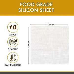 HippoHome Pack of 10 Silicone Dehydrator Sheets, Food Grade Silicone Coated Sheets, Square & 14X14 inches, Can Be Cut into Different Shapes & Sizes (10Pcs per Pack)