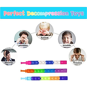 Tomoin Pop Bracelet Fidget Toy, 20Pcs Multi-Color Bracelet Popular Wristband Fidget Watch is Suitable for Children and Adults Stress and Anxiety Relief Wristband (20 PCS)(pop toy)