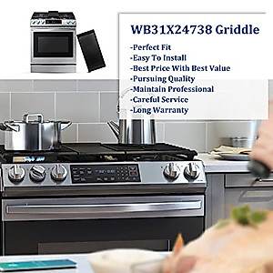 UPGRADED WB31X24738 Griddle Replacement for ge Appliance Gas Range Part,WB31X24998 Gas Stove Top Griddle Compatible With ge Gas Stove Top Parts, Free Standing Range Center Griddle Flat Top Pan