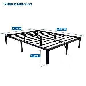 V&LX 14 inch Tall (Queen) Heavy-Duty Steel Slats/1.0T Steel Frame/V1401/Bed Frame (Queen)