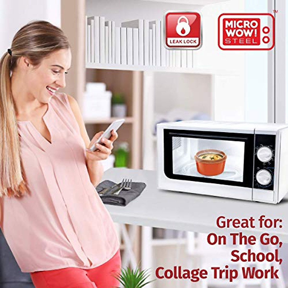 MILTON Bento lunch Box For School And Work - Stainless Steel Leak Proof Bento Box for Kids And Adults - Microwave Safe Meal Prep Container Set of 3 - Red