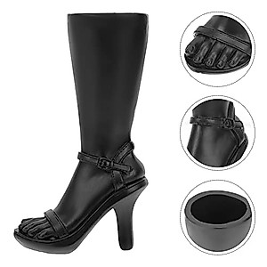 DOITOOL High Heel Flower Pot High Heel Shaped Succulent Planter Resin Shoes Plant Nursery Pot Cactus Pot Lightweight Bonsai Pot Plant Container Black