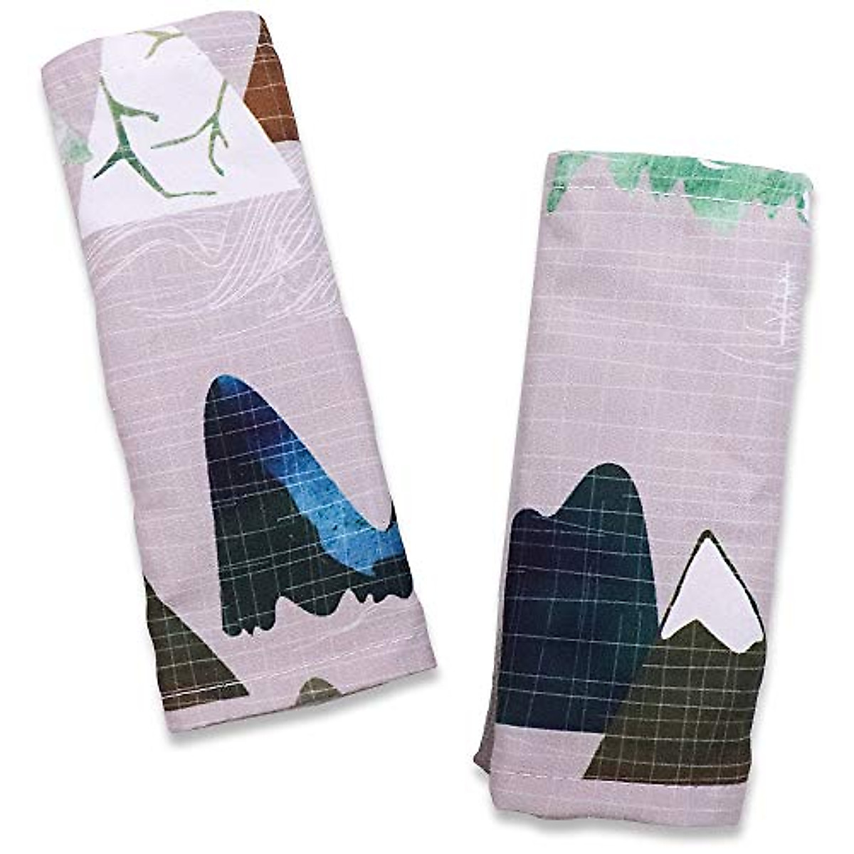 Baby Carseat Headrest and Strap Covers, Minky Adventure Mountain Baby Carseat Head Support & Carseat Neck Cover,Infant Head Support Pillow, Toddler Headrest Cushion Pad for Carseat Strollers Carrier