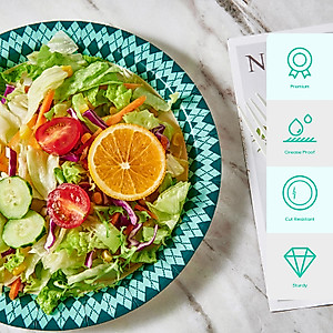 JOLLY PARTY Paper Plates Disposable, 360 Count 8.37 inch Dinner Paper Plates, Soak Proof Disposable Plates, Cut Proof Paper Plates for Everyday Use, Diamond Pattern Rim Design