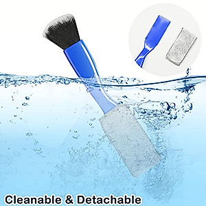 2 Pcs Double Head Brush for Car Cleaning, Portable Car Interior Detailing Brush Car Dust Brush, Auto Detail Brush Exterior Soft Bristles Car Seat Brush for Cleaning Air Vent Dashboard (Blue & Black)