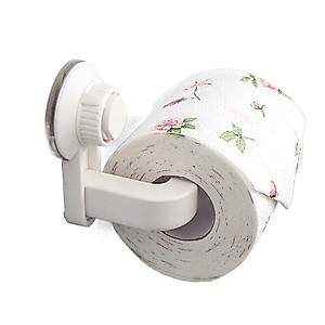 Durable Roll Toilet Paper Holder Wall Mounted Roll Tissue Box Bathroom Storage Suction Cup Creative Tissue Hook(5.7inch,White)
