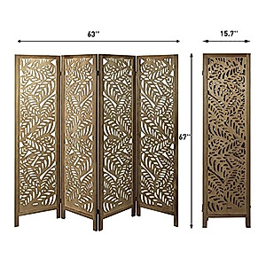 4 Panel Room Dividers Wood Room Dividers Folding Privacy Screen Separation Wall Dividers Separator for Bedroom, Office