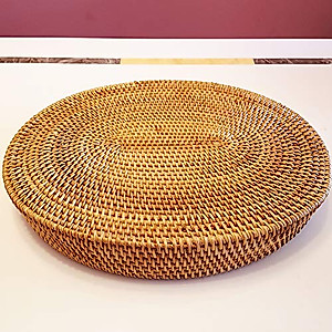 Oval Rattan X-Large Severing Tray for Fruit,Breakfast, Drinks,Food Storage Platters Plate Snack for Coffee Table, 17” Wicker Woven Serving Basket Ottoman Tray with Handles and 2.5”High Wall（XXL-43cm）