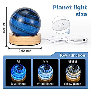 SupBri Glass Moon Lamp Galaxy Lamp 2.99 inch 3D Planet Lamp Moon Light with 3 Colors,Led Moon Night Light Gift for Girls Boys Kid Birthday Valentine's Day Gift (Starry Sky)