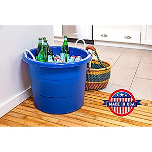 United Solutions 19 Gallon Rope Handle, Heavy-Duty Organization and Easy-Access Storage Tub, Multi-Purpose, Made with Rugged Plastic, Pack of 2, 2-Pack, Blue, 2 Count