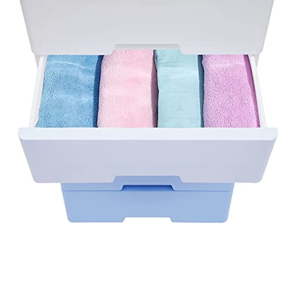 Gdrasuya10 5 Drawer Stackable Plastic Drawers Storage Cabinet Modern Bedroom Chest Closet Dresser Organizer for Clothes,Hallway Entryway,Home Furniture,Free Standing with 5 Wheels(Gradient Blue)