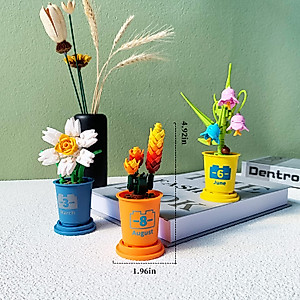 ENJBRICK Flowers Tiny Plants Building Set for Adults,Botanical Collection, Creative Building Sets for Kids 12 Packs